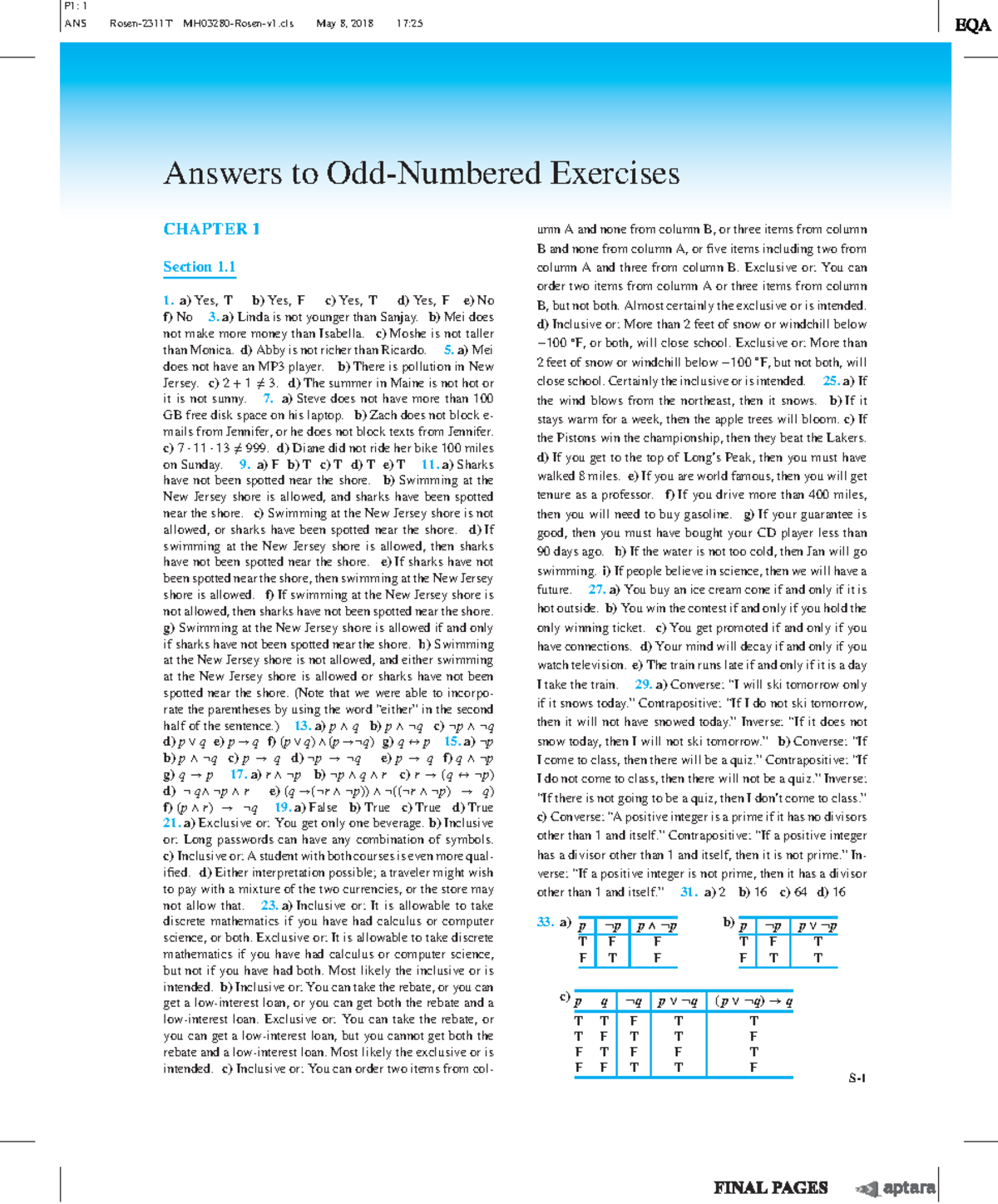 Rosen 2311T Final Exam Answers to Odd-Numbered Exercises - Studocu