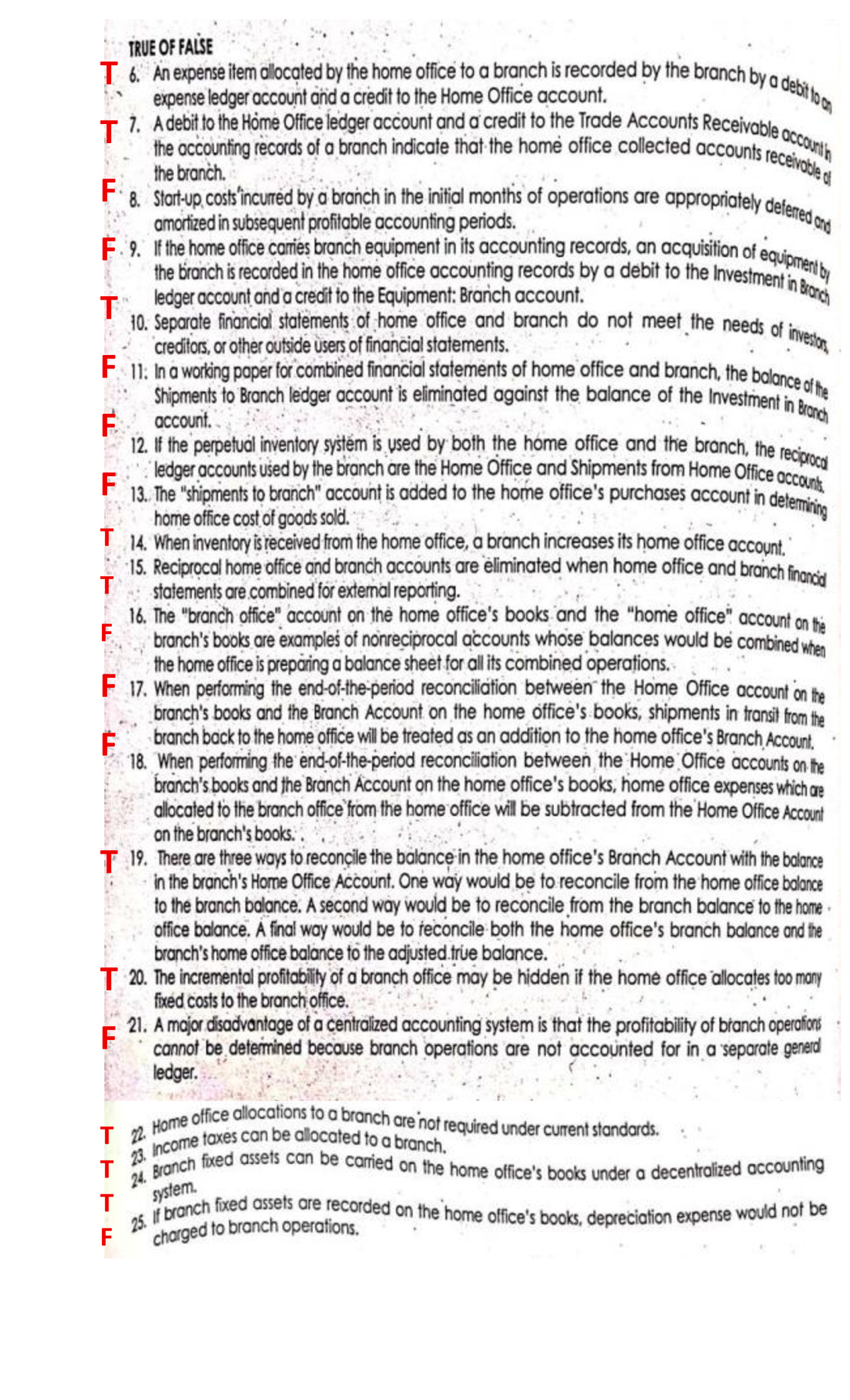 T AND F chapter 13 & 14 - Advanced Financial Accounting - T T F F T F F ...