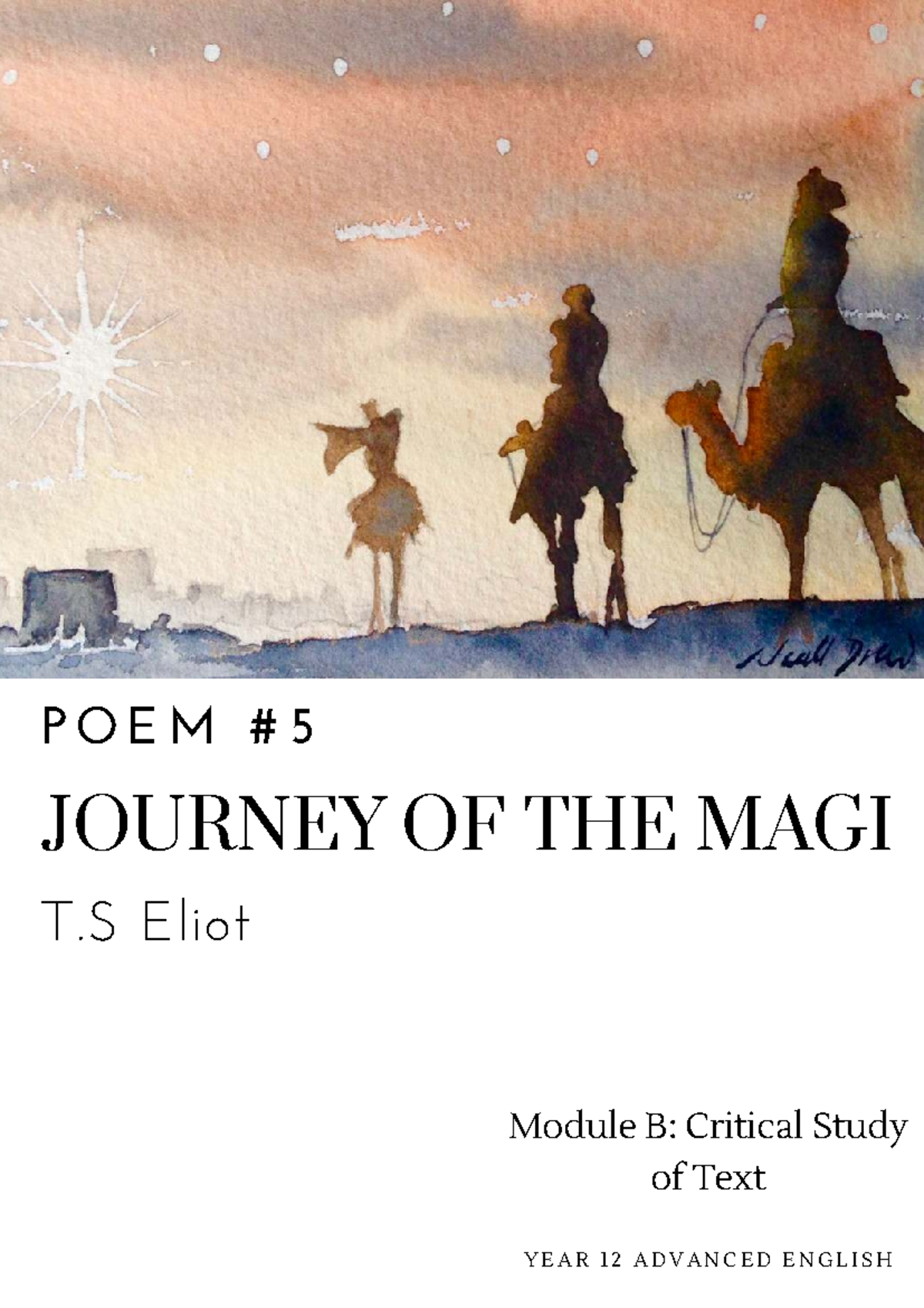 POEM: JOURNEY OF THE MAGI - T.S. Eliot (YEAR 12 ADVANCED ENGLISH) - Studocu