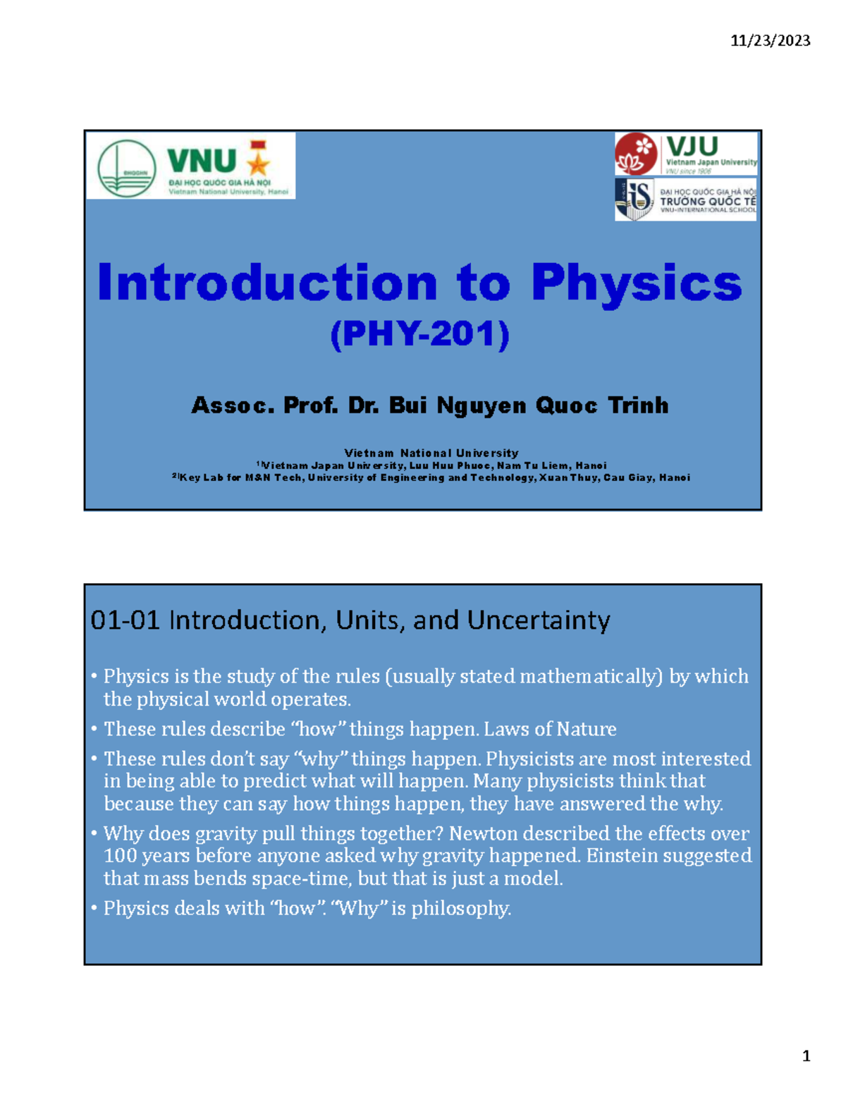 Introduction to Physics: Units, Uncertainty, and Motion Concepts - Studocu