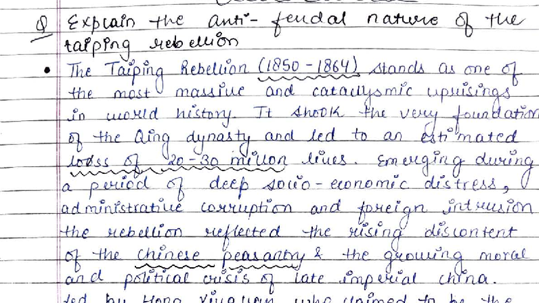 Taiping Rebellion Overview - HIST 101 Lecture Notes - Studocu