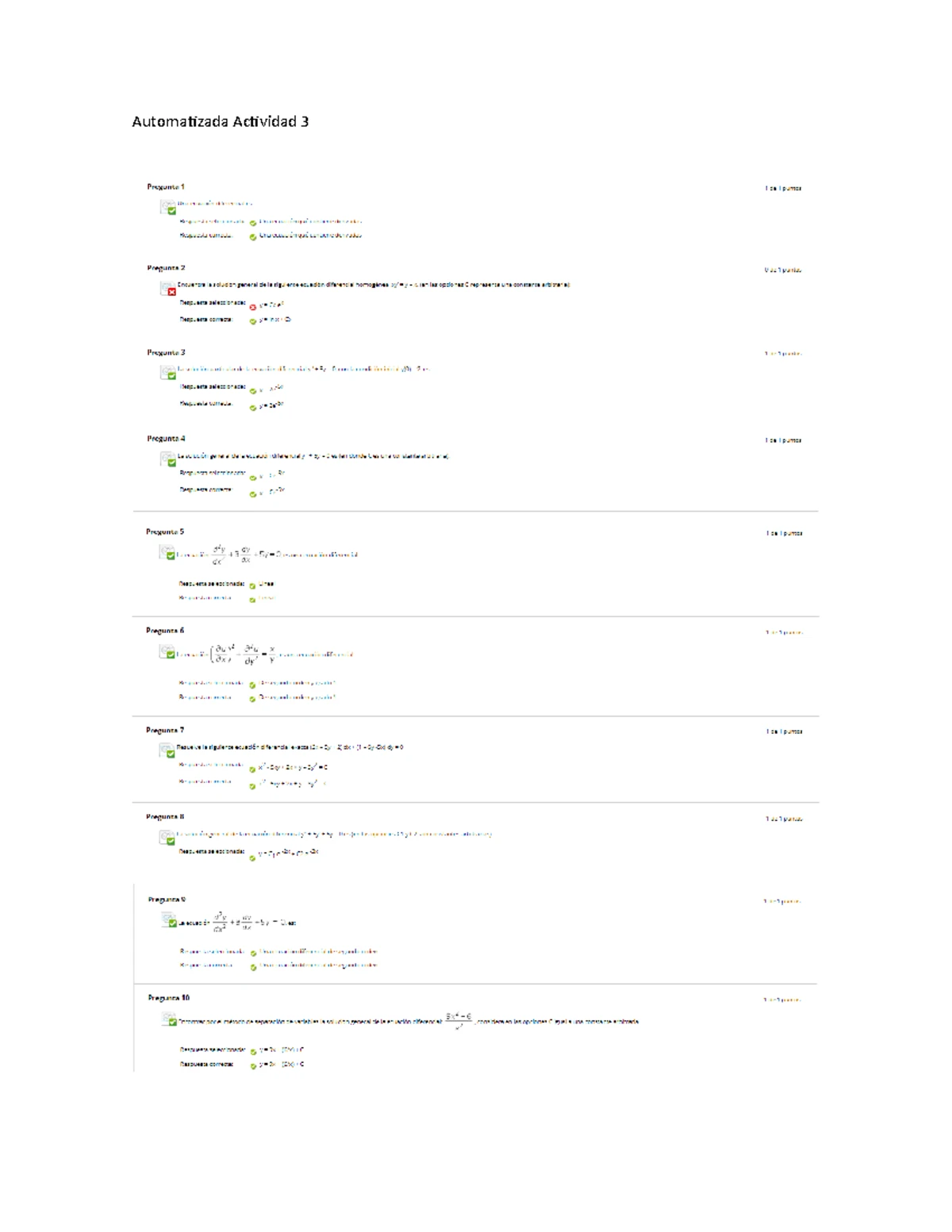 Actividad I: Ejercicios sobre Ecuaciones Diferenciales Ordinarias - Studocu