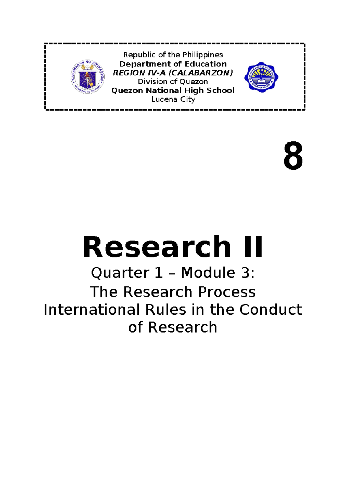Research II Module-3: International Rules in Conducting Research - Studocu