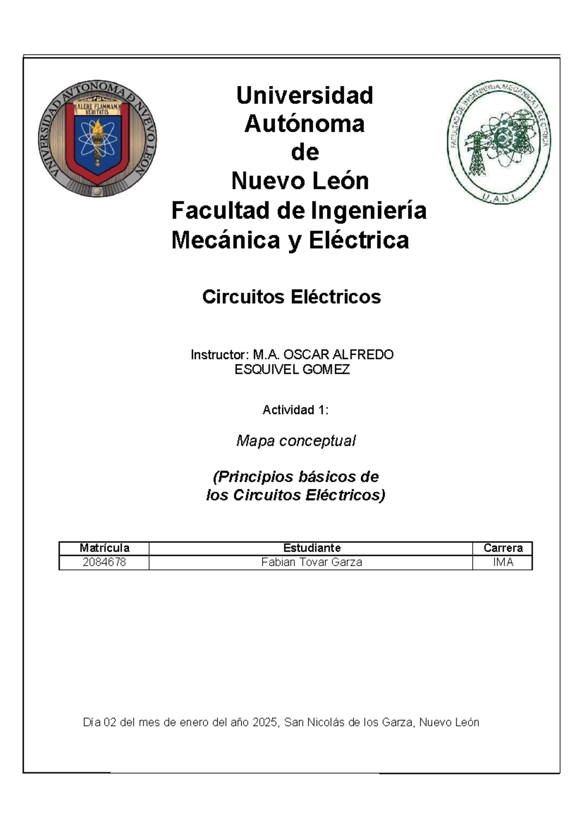 Actividad 1: Mapa Conceptual de Circuitos Eléctricos - IMA 2084678 ...