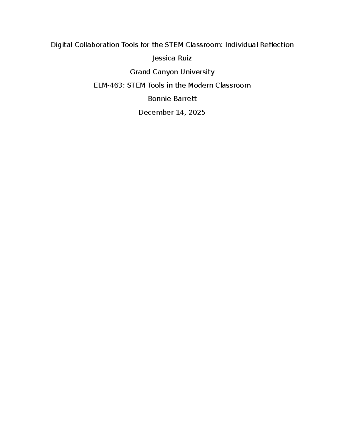 Digital Collaboration Tools in STEM: Individual Reflection - Studocu