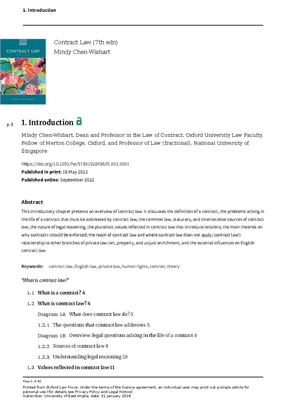 Contract Law Overview: Chapter 1 Insights (LAW101) - Studocu