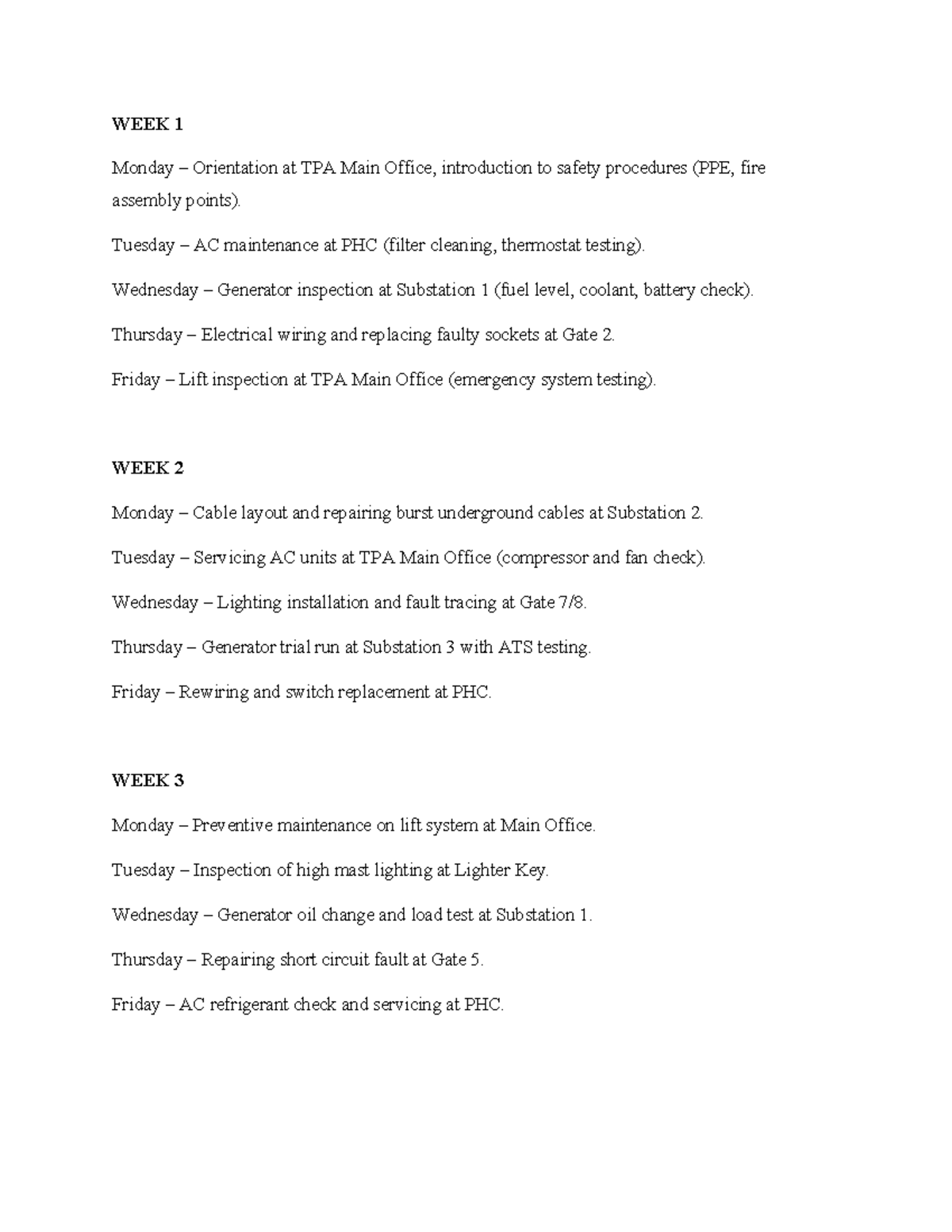 IPT Logbook: Electrical Engineering Activities at TPA (ENG 101) - Studocu