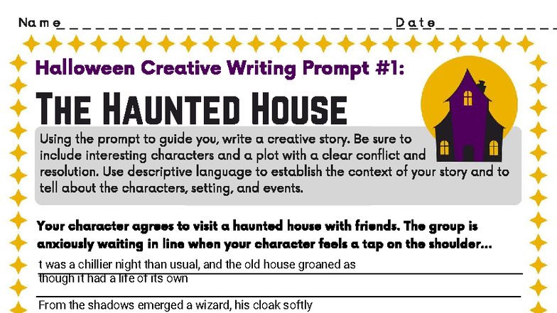 Halloween Writing Prompt 1: The Haunted House Adventure - Studocu