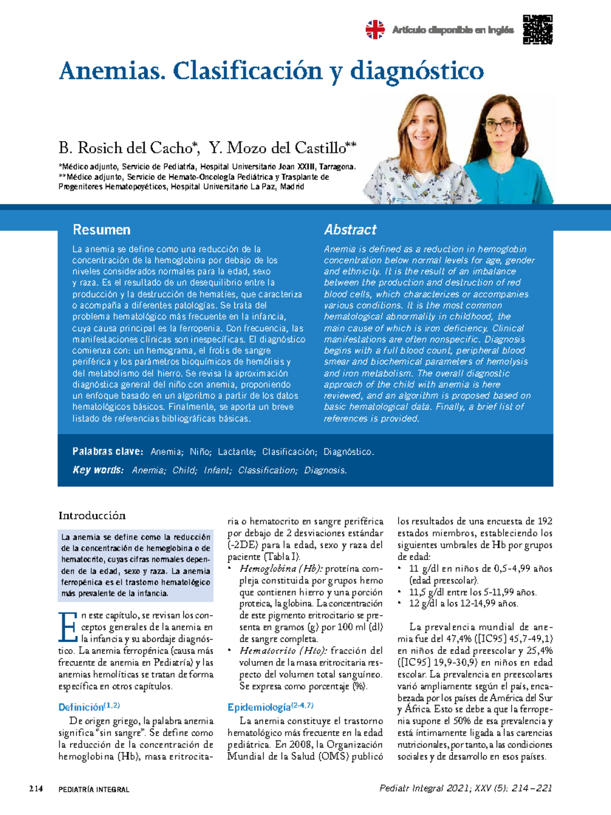 Anemia en Pediatría: Clasificación y Diagnóstico (B. Rosich, Y. Mozo ...