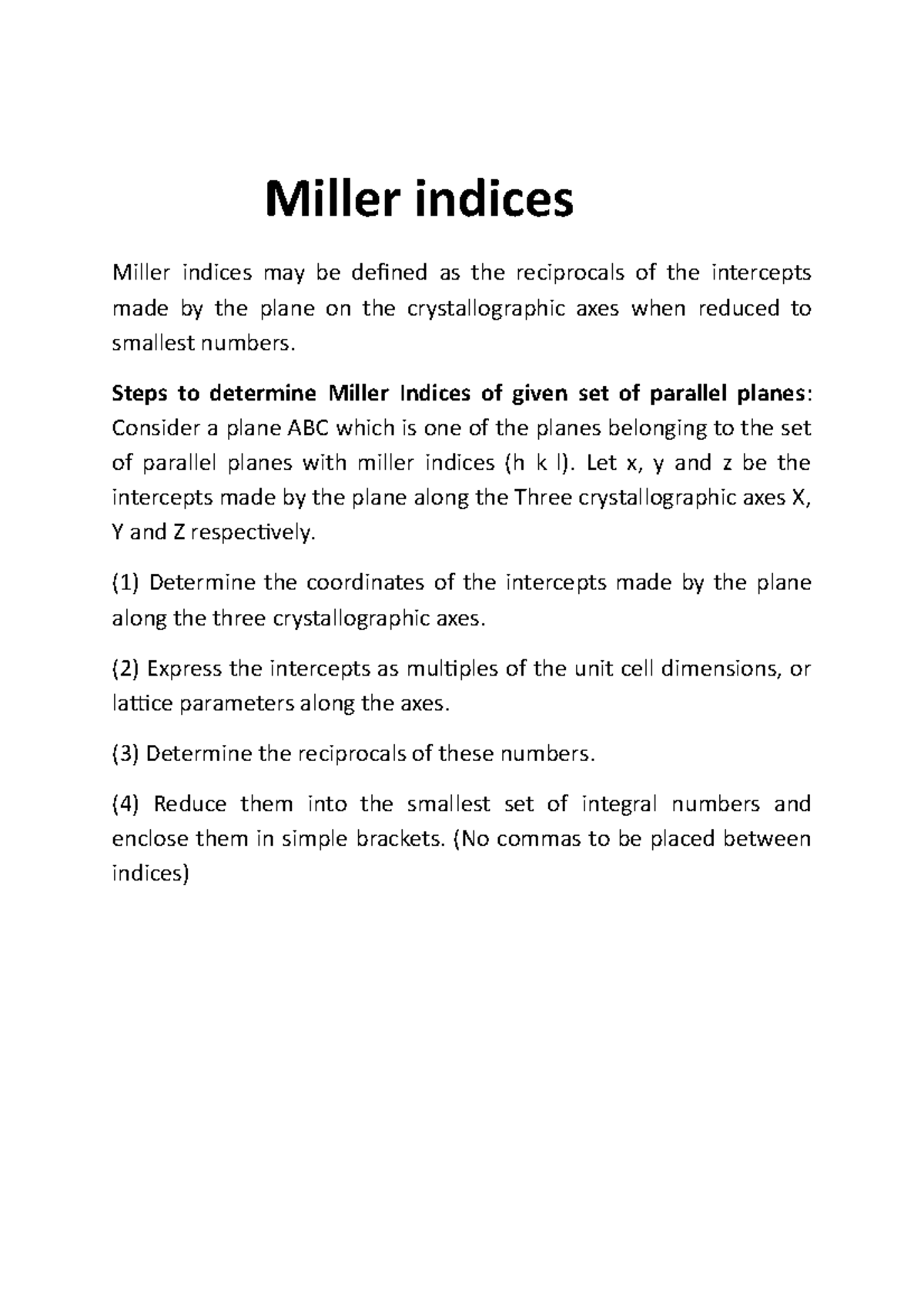Miller Indices & Interplanar Spacing Expressions Explained - Studocu