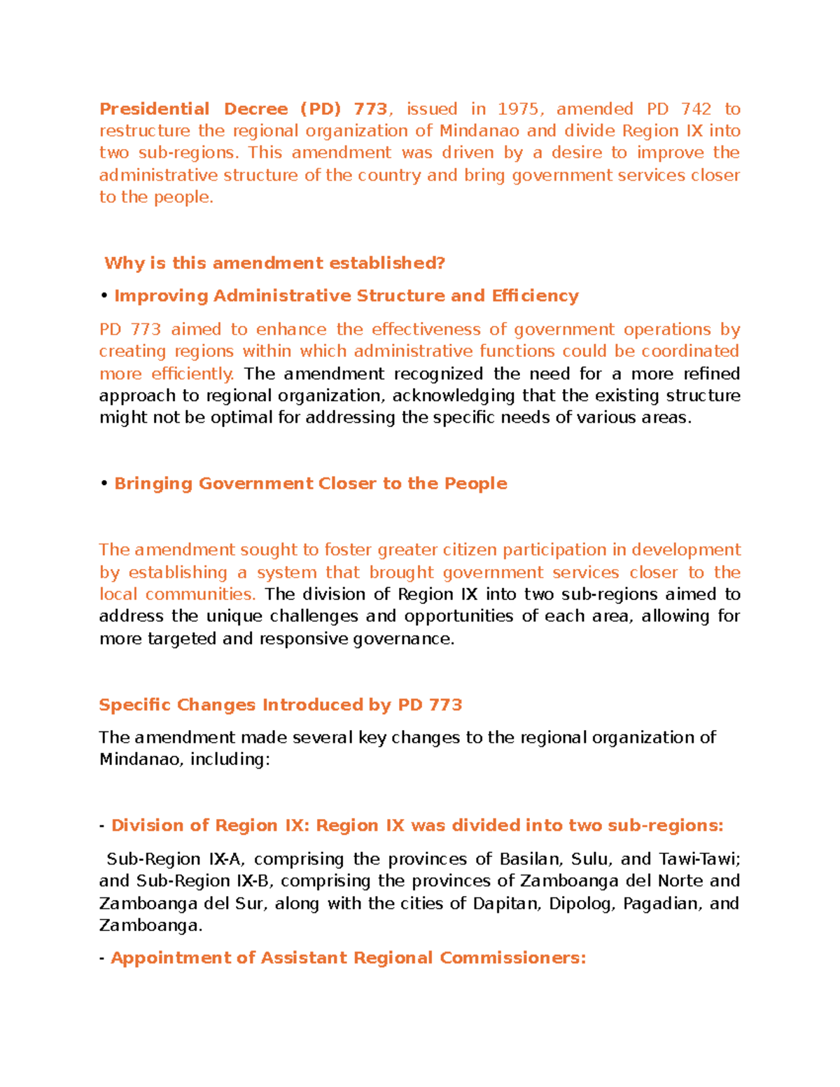 Thursday Report Script - Presidential Decree (PD) 773 , issued in 1975 ...