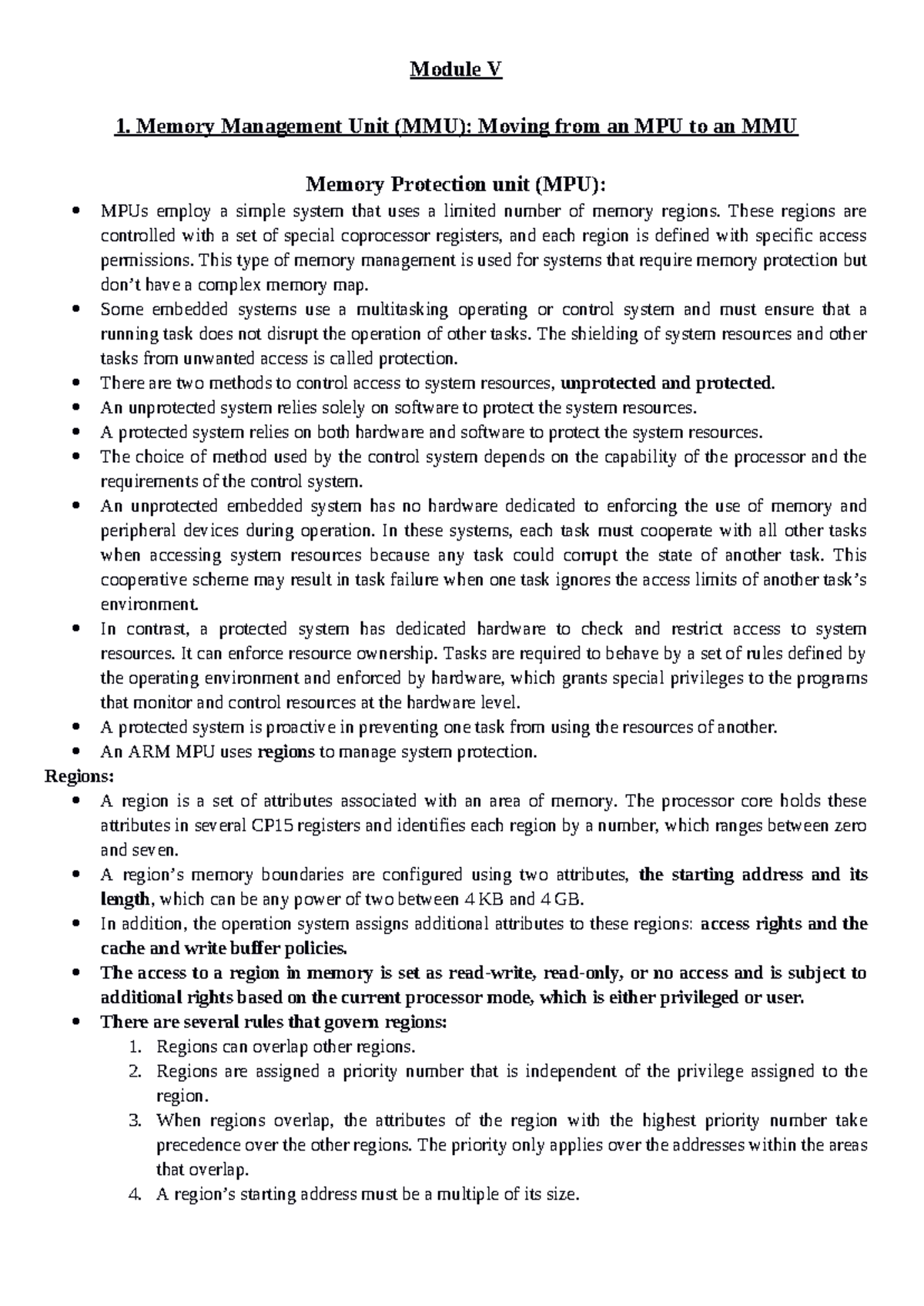 Module 5 - Note for preparation exam - Module V 1. Memory Management ...