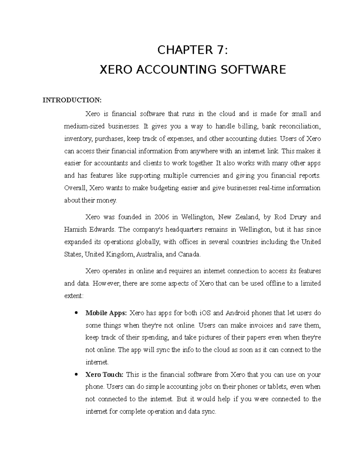 Chapter 7: Key Features & Benefits of Xero Accounting Software - Studocu