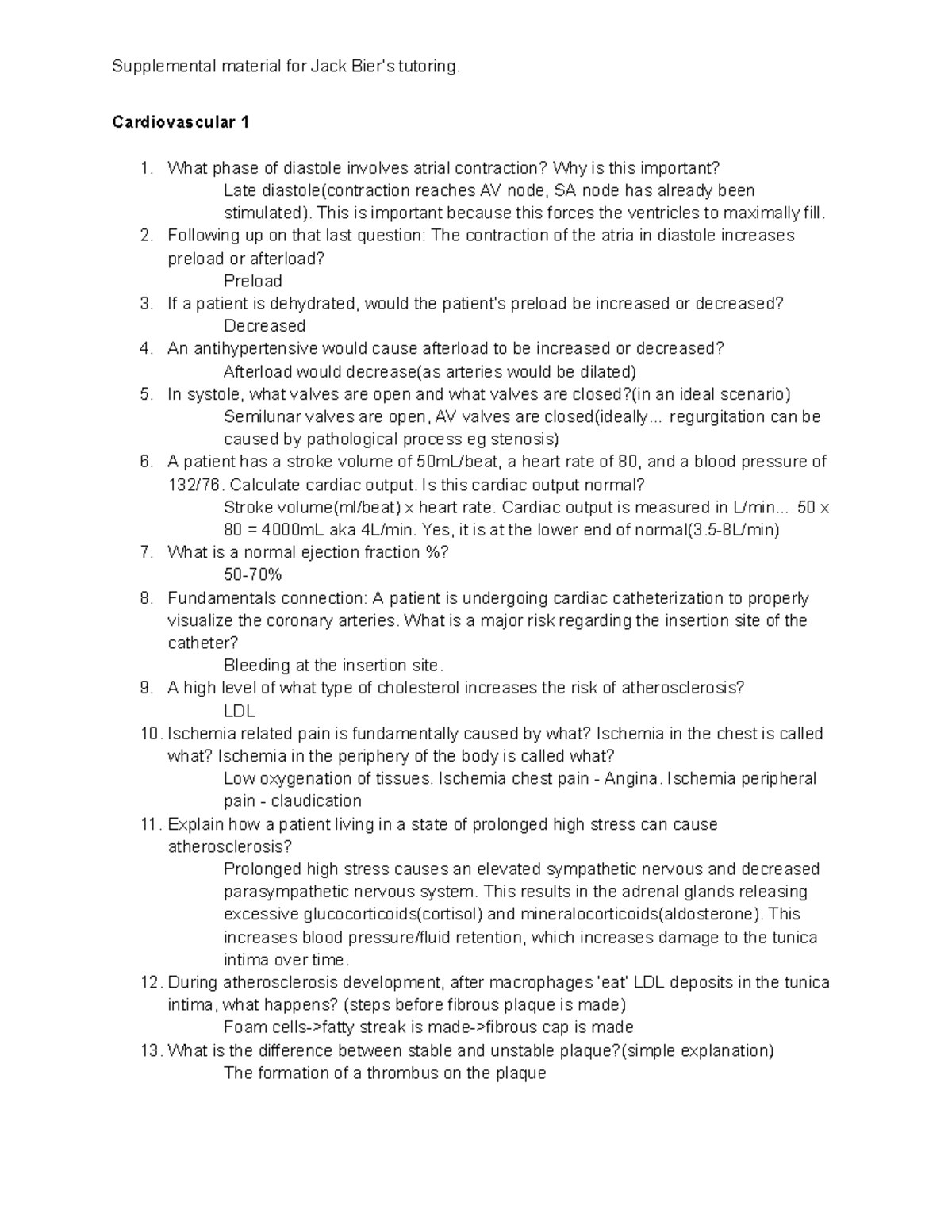 Cardiac ECG Patho Tutoring - Answers - Cardiovascular 1 What phase of ...