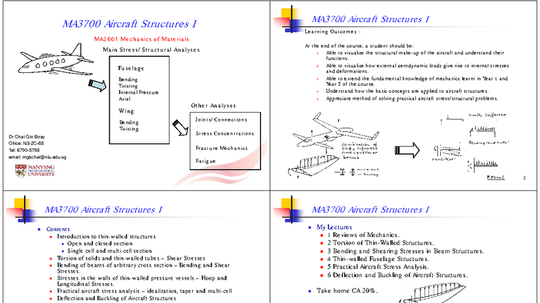 MA3700 Aircraft Structures I: Comprehensive Review Notes - Studocu