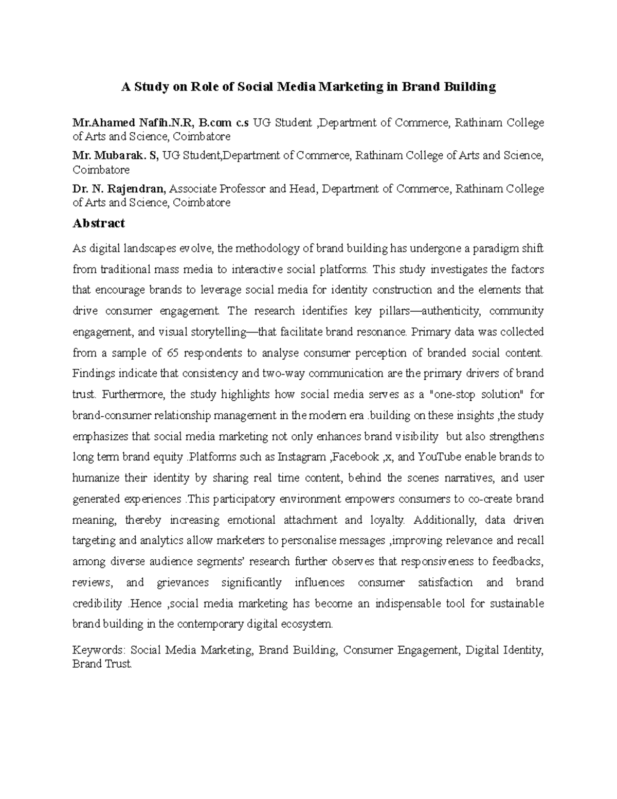 Social Media Marketing & Brand Building: Insights from B.Com C.S ...