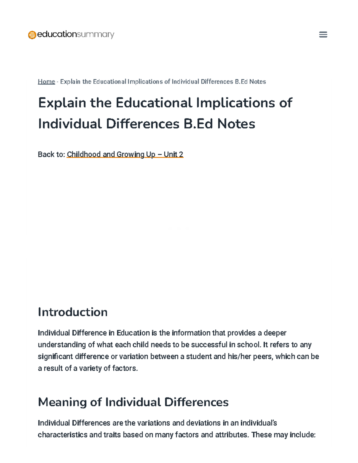Educational Implications of Individual Differences - B.Ed Notes - Studocu