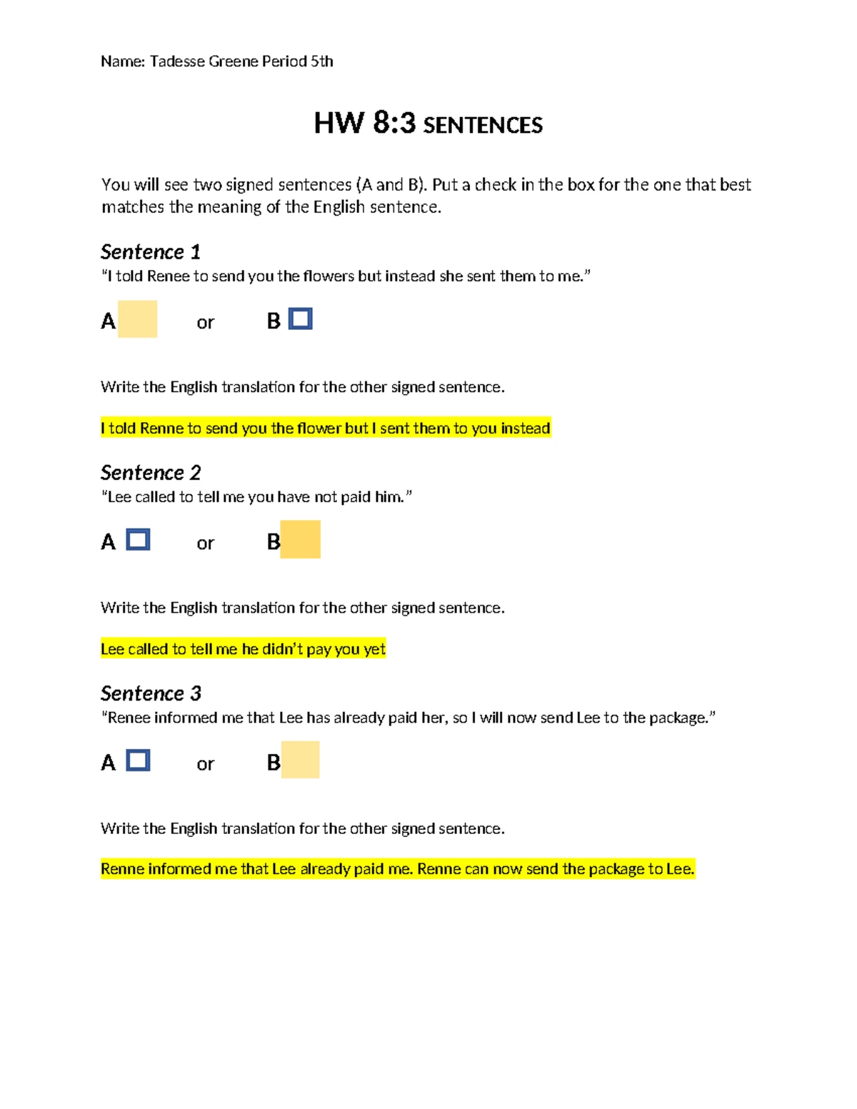 ASL 2 Unit 8 HW - Dialogue Requests Answer Key - Studocu
