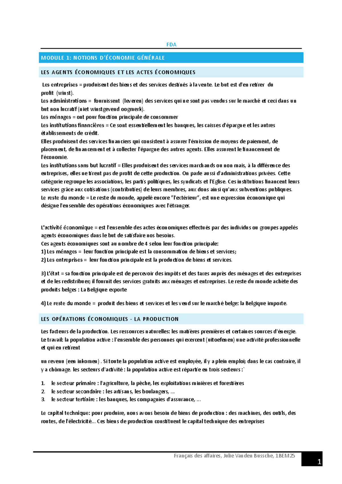 Exercices FDA online (Français des affaires BEM1) - FDA MODULE 1 ...