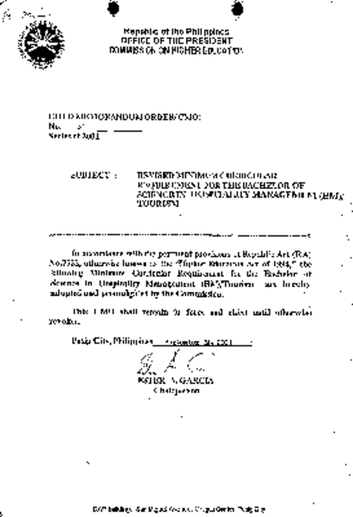 Ched CMO Regulations Overview - CH0MO0031s2001 - Studocu