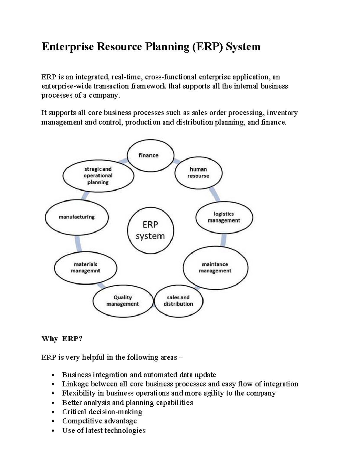 ERP System Overview and Key Features - Topic 2 Notes - Studocu