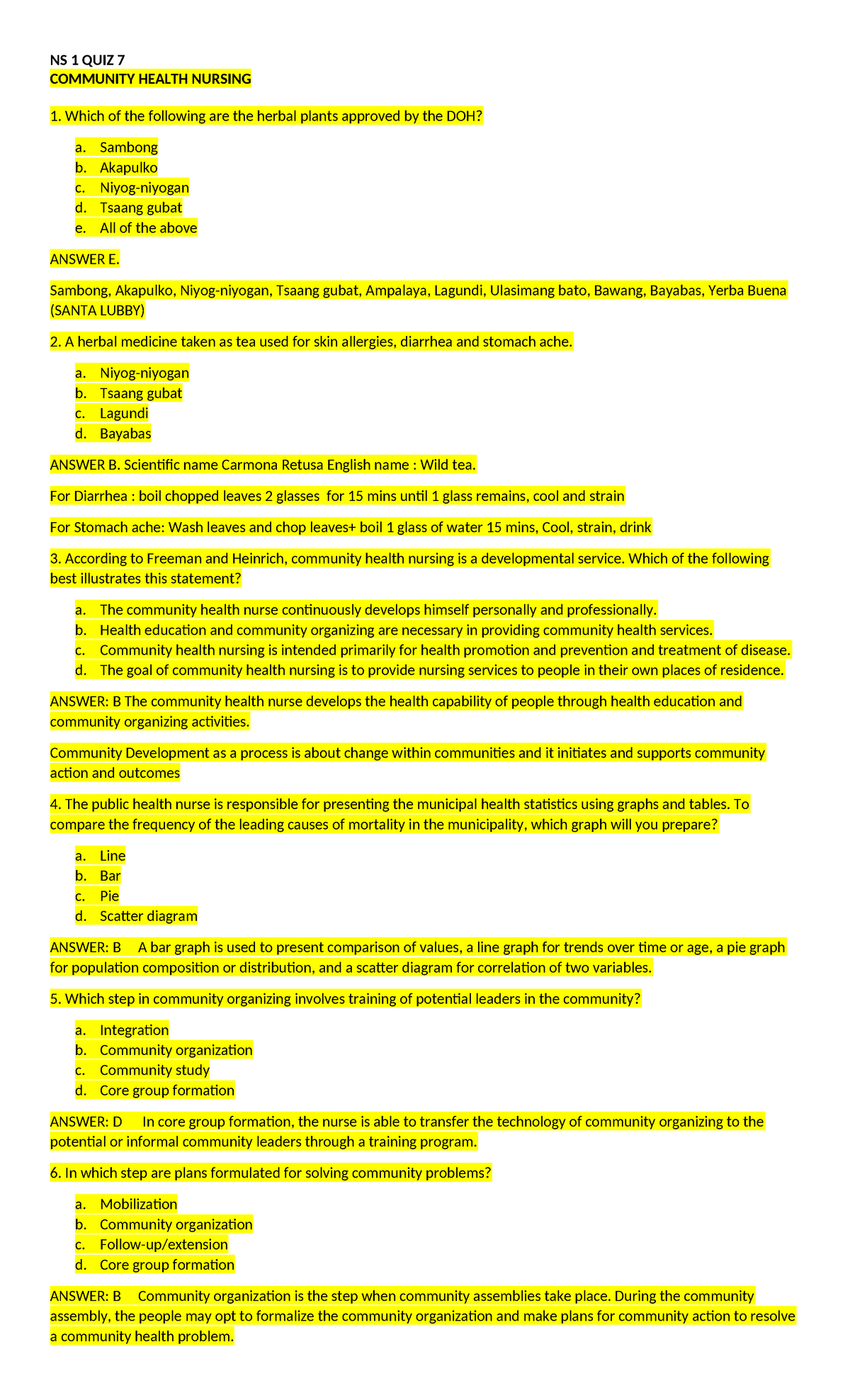 NS-1-QUIZ-7-CHN copy all black - NS 1 QUIZ 7 COMMUNITY HEALTH NURSING ...