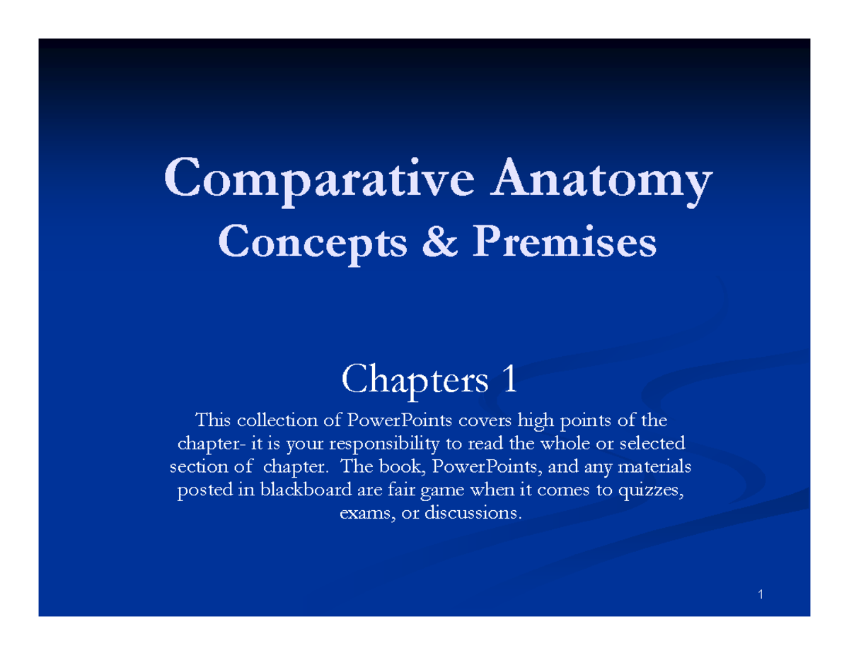 Comparative Anatomy Concepts & Premises (Chapter 1) Overview - Studocu
