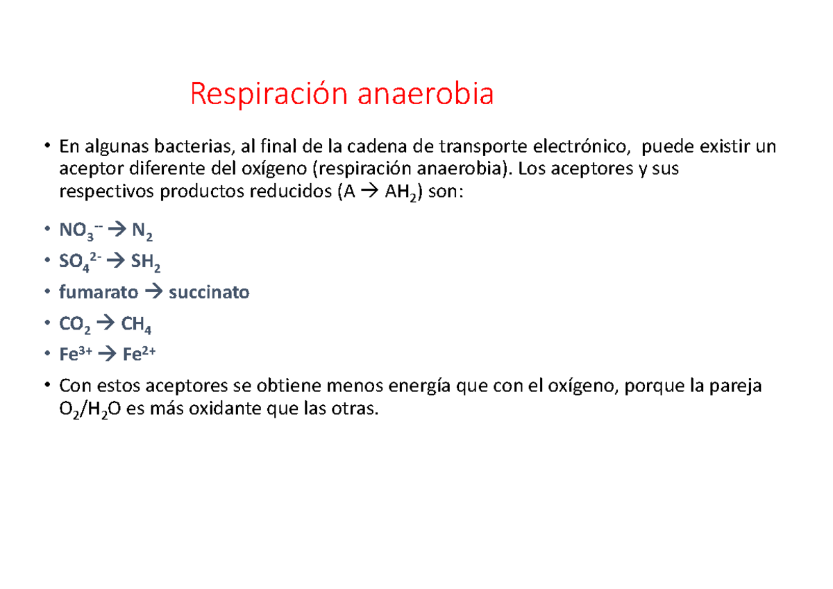 Clase 7 Fisio: Respiración Anaerobia y Quimiolitotrofos - Studocu