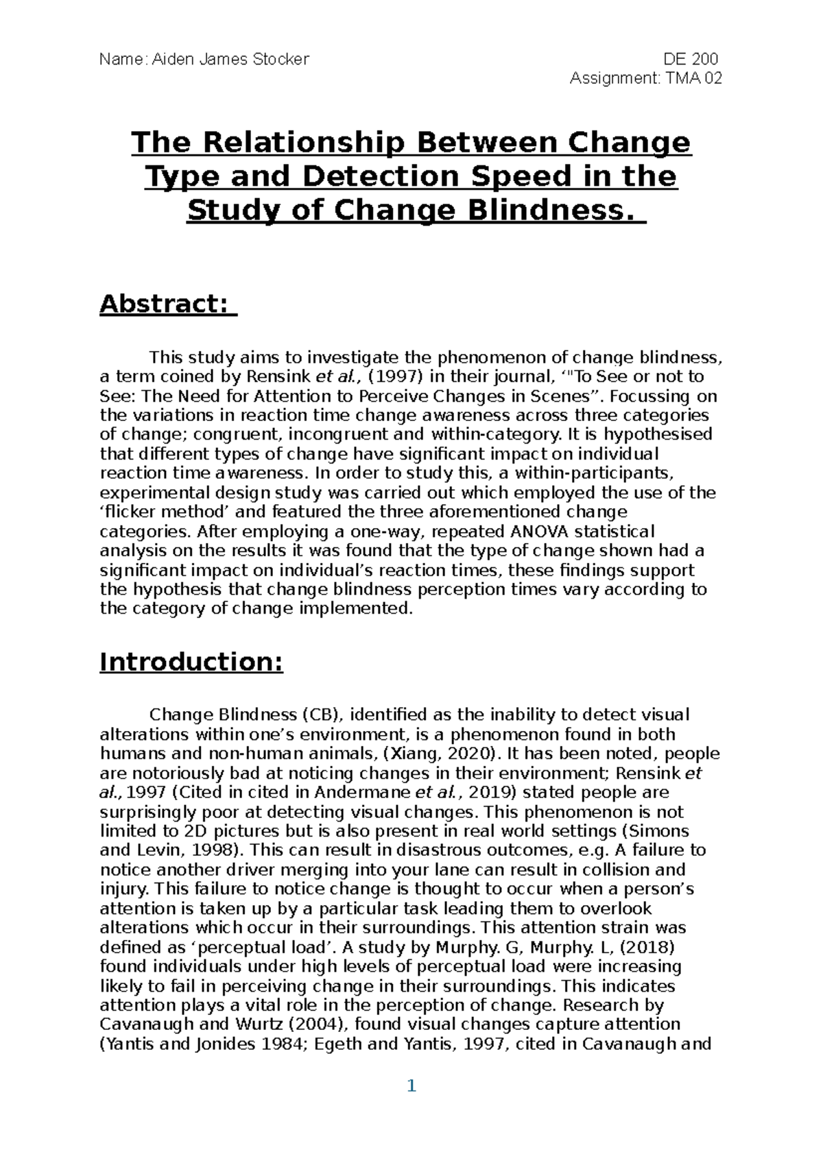 DE200 TMA 02: Impact of Change Type on Detection Speed in Change ...