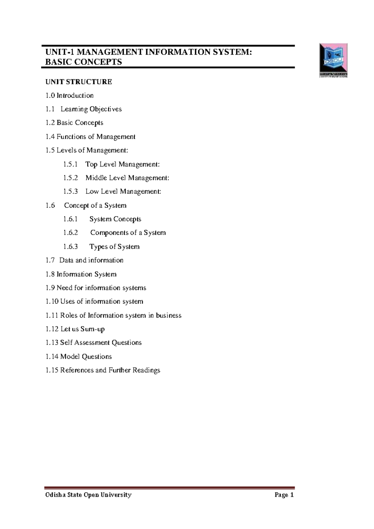 Management of Information System - UNIT-1 MANAGEMENT INFORMATION SYSTEM ...