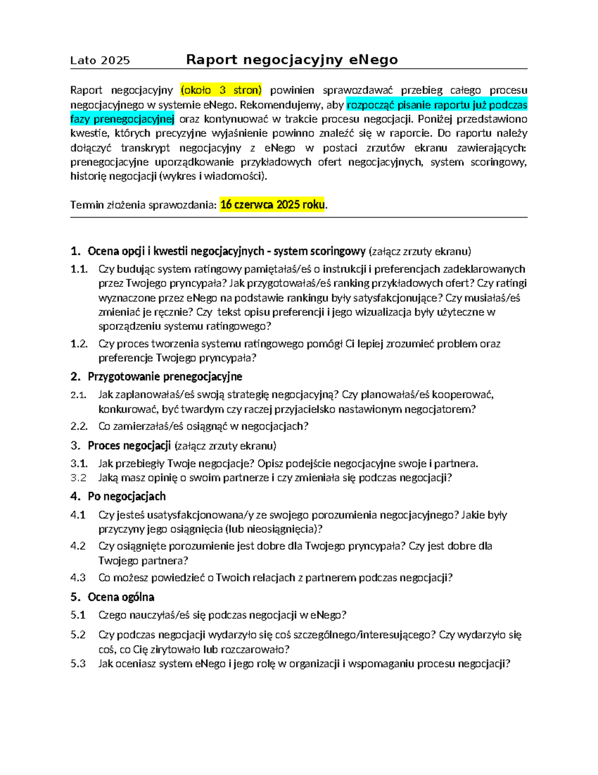 Raport Negocjacyjny eNego 2025 - WDWDW - Studocu