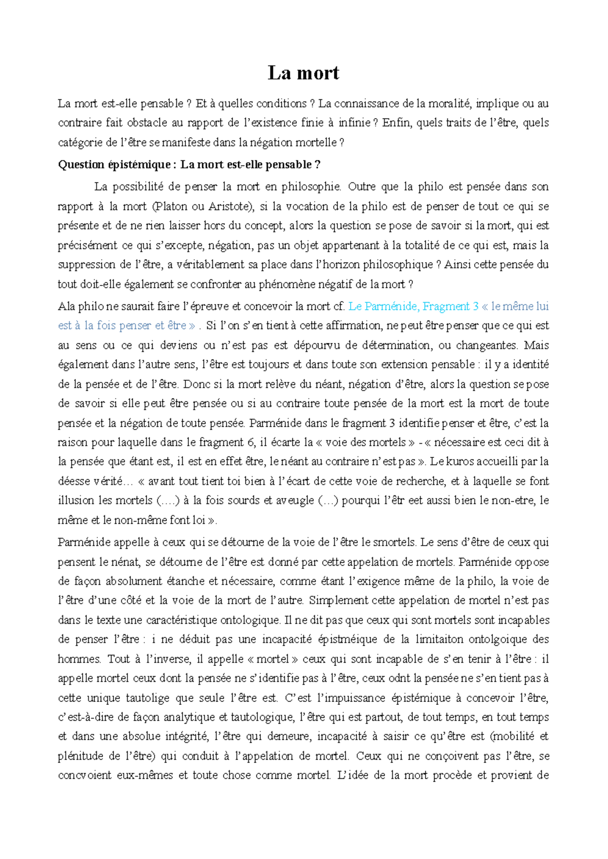 La-mort - Cours de philosophie sur la mort. - La mort La mort est-elle ...