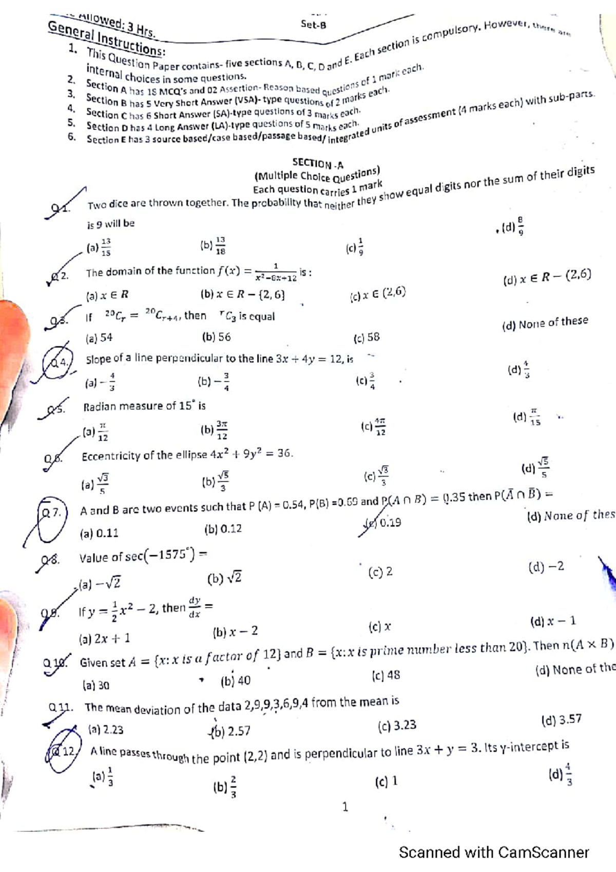 Evergreen Maths Final Exam Instructions: Question Paper Overview - Studocu