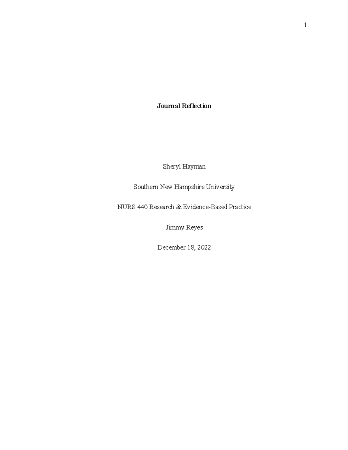 Journal Reflection Module 8 - 1 Journal Reflection Sheryl Hayman ...