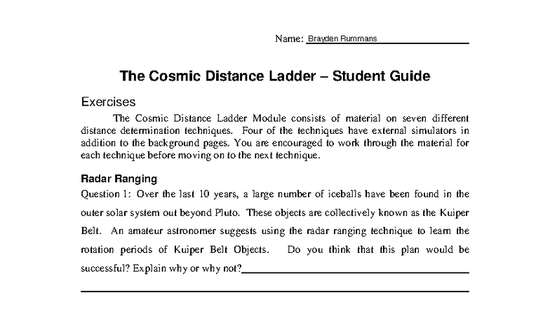 NAAP Cosmic Distance Ladder Student Guide Exercises - Studocu