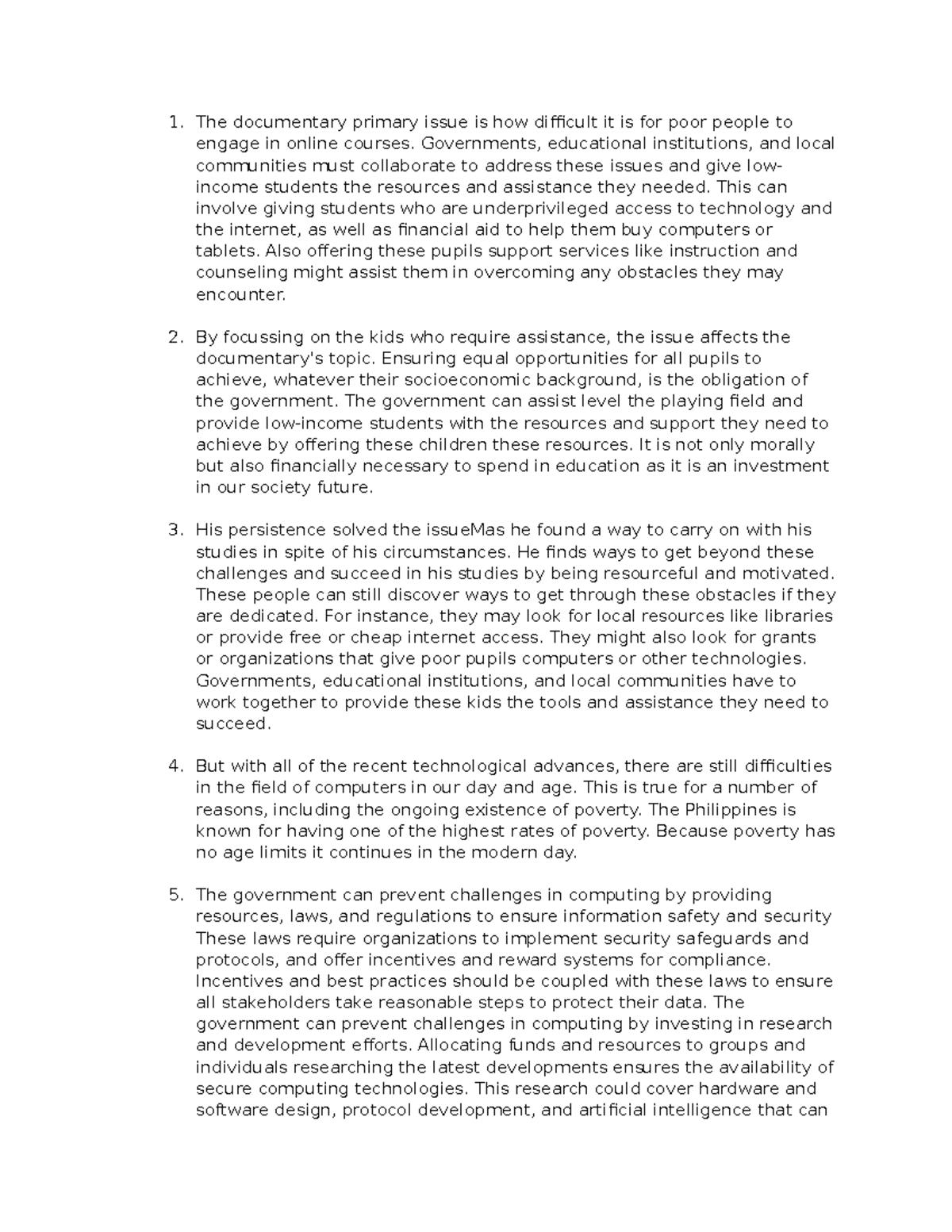 TCI - ewan - The documentary primary issue is how difficult it is for ...