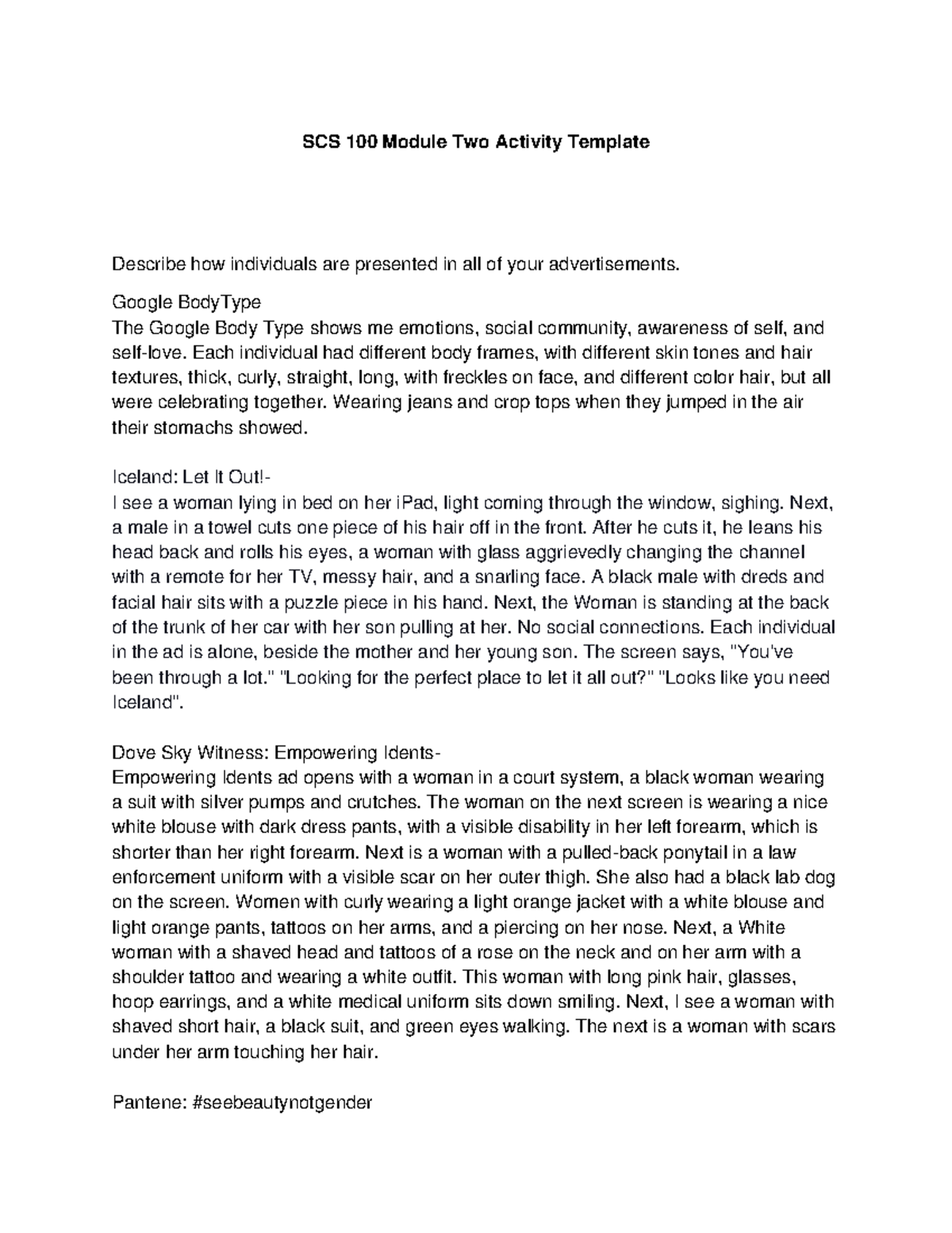 module two activity - SCS 100 Module Two Activity Template Describe how ...