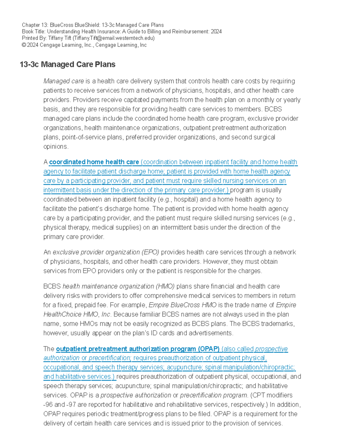 Understanding BCBS Managed Care Plans: Chapter 13 Insights - Studocu