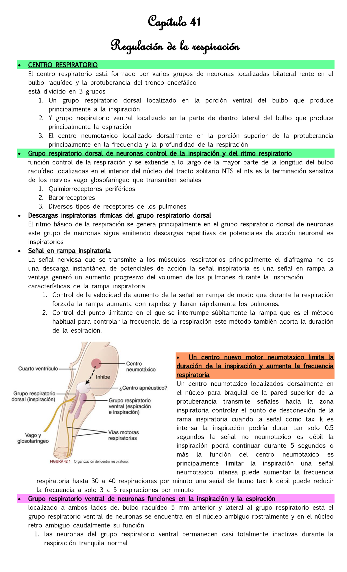 Capítulo 41: Regulación de la Respiración en Guyton y Hall - Studocu