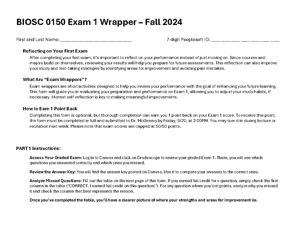 Exam 1 Wrapper - BIOSC 0150 Exam 1 Wrapper – Fall 2024 First and Last ...
