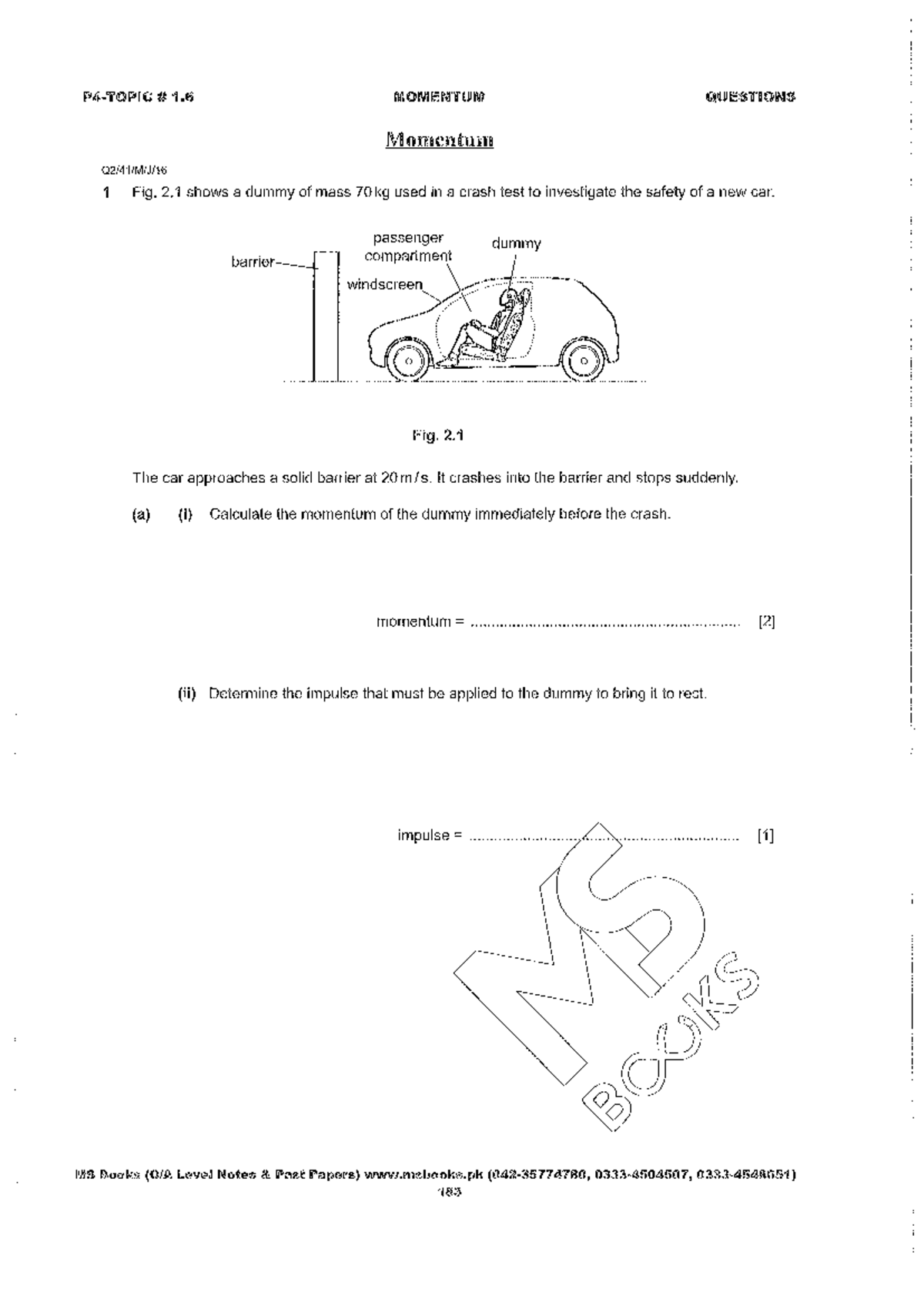1.6 MOMENTUM QUESTIONS - Theory and Calculations - Studocu
