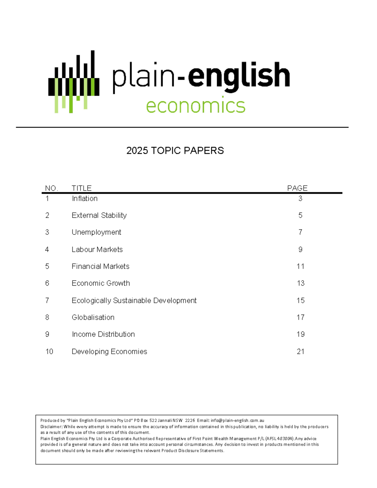 Australia's Key Economic Summary by Topic 2025: Inflation, Stability ...
