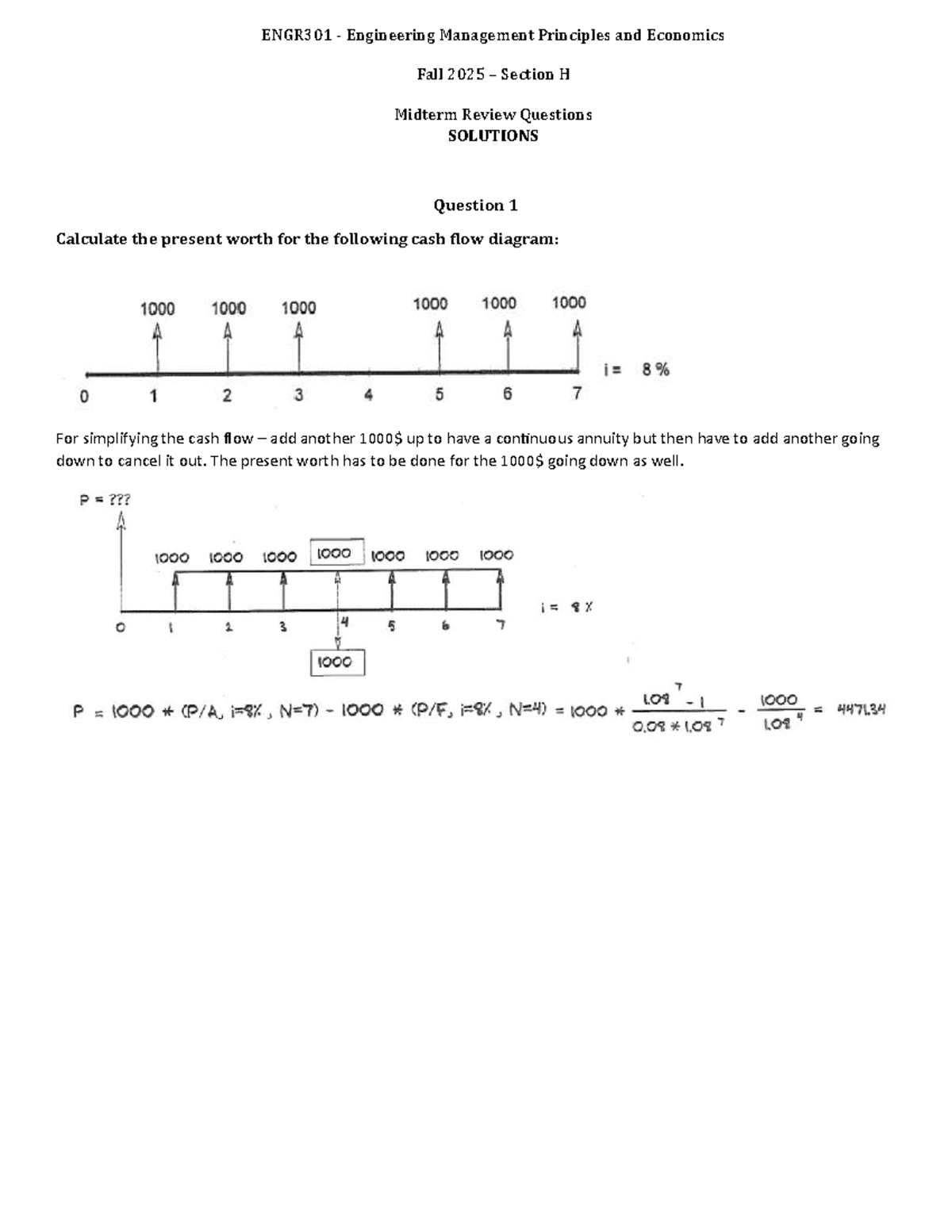 ENGR301(H) - Midterm Review: Engineering Management Solutions - Studocu