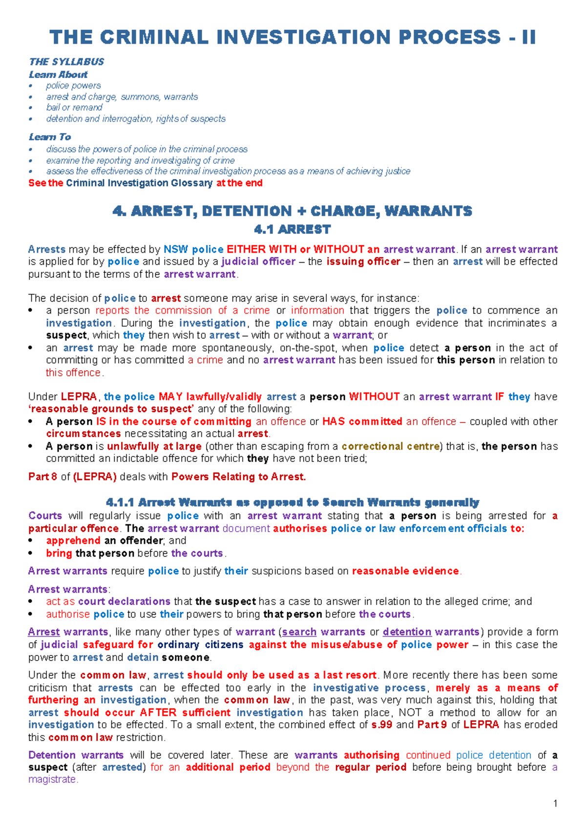 Criminal Investigation Process II: Police Powers & Arrest Procedures ...
