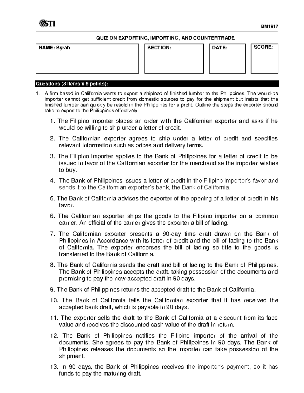 11 Quiz on International Trade & Business - Exporting & Countertrade ...