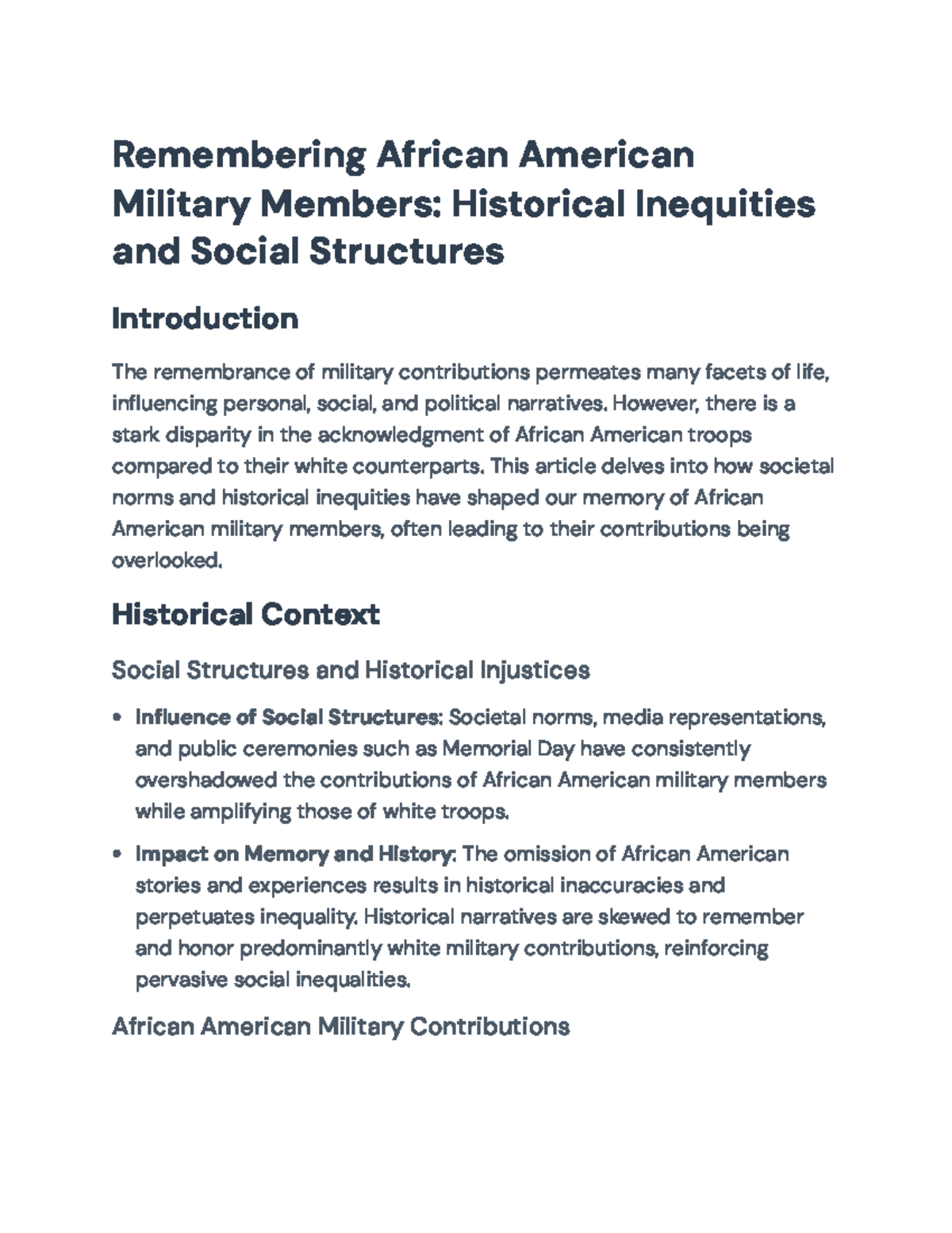 Remembering African American Military Contributions: Social Inequities ...