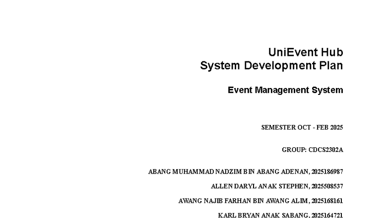 SDP for UniEvent Hub: Event Management System Development Plan ...