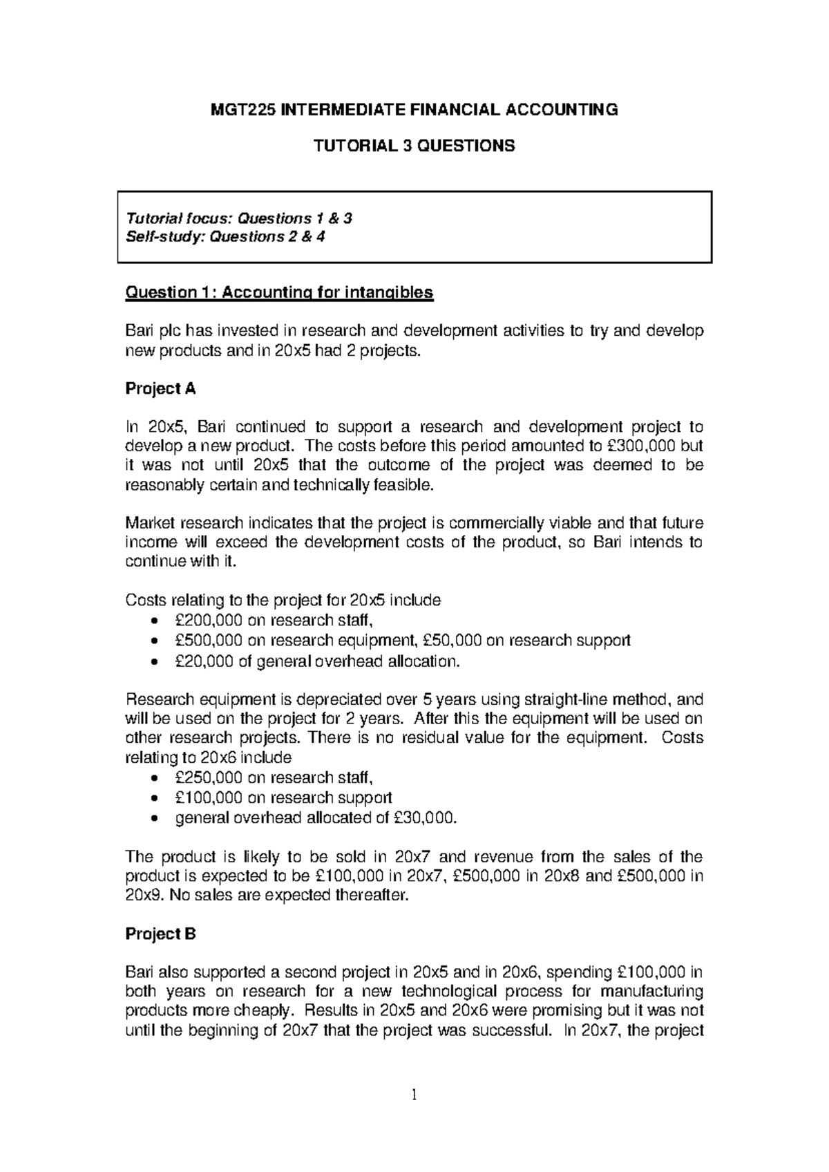 MGT225 Tutorial 3 Questions - MGT225 INTERMEDIATE FINANCIAL ACCOUNTING ...