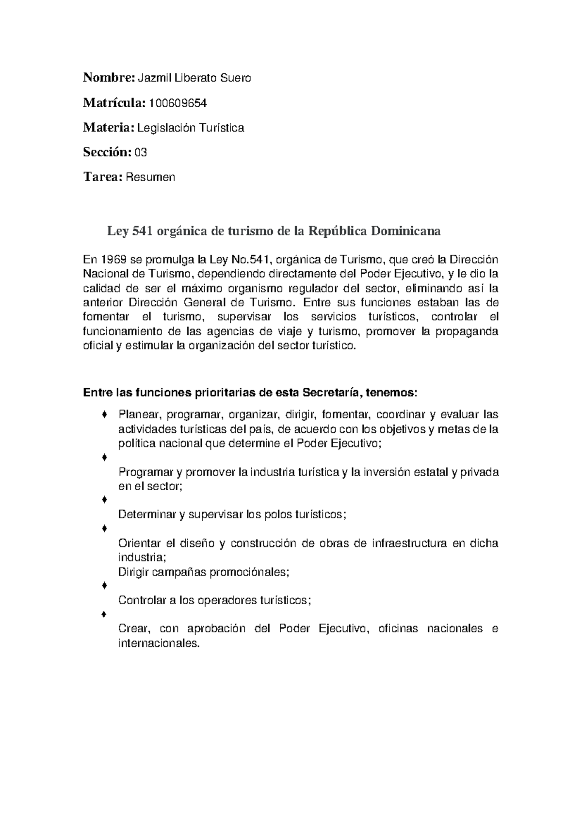 Jazmil Liberato Suero Legilacion Tristica Tarea 2 - Nombre: Jazmil ...