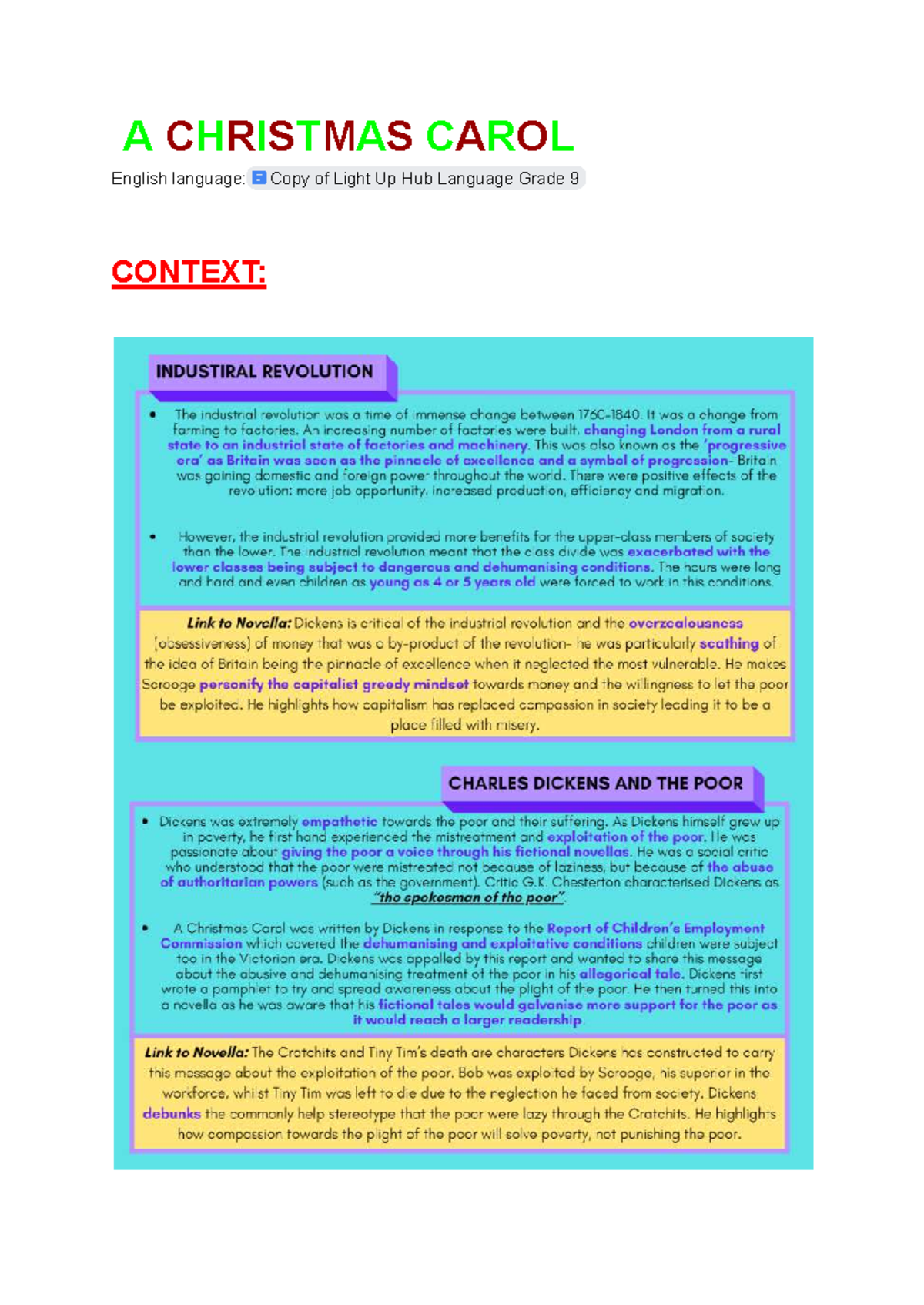 Grade 9 Literature Analysis: A Christmas Carol Themes & Quotes - Studocu